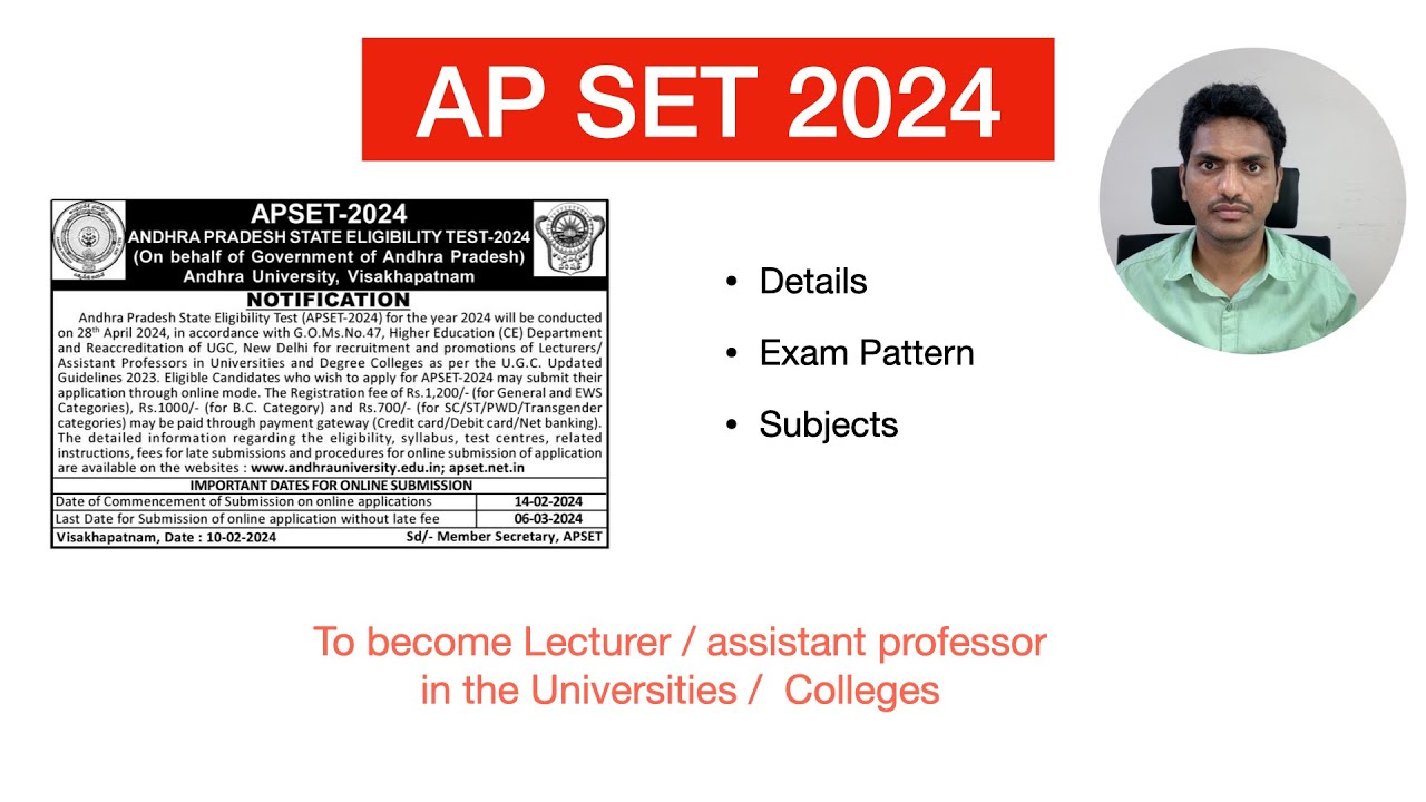 AP SET 2024 | Notification details | Exam Pattern | Eligibility | State ...