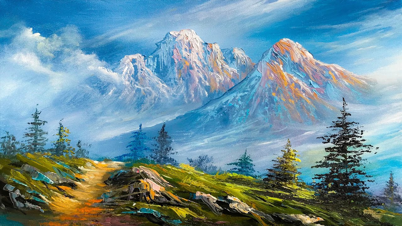 Easy Landscape Painting | Step By Step Painting Tutorial | How to Paint ...