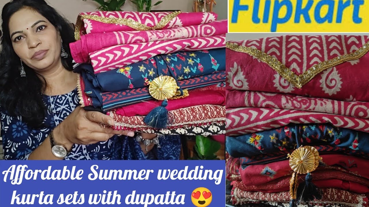 Summer wedding kurta sets with dupatta 😍 💯% Cotton Fabric 🌞 Flipkart ...