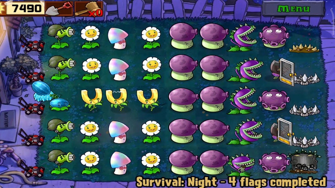 Plants vs Zombies Survival in Night | Hack PvZ hard full HD Gameplay ...