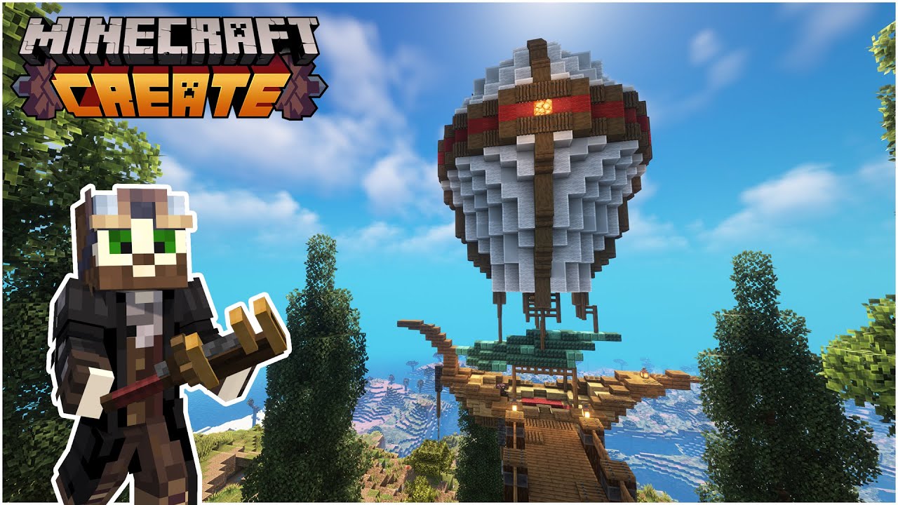 I built a WORKING HOT AIR Balloon using Minecraft Create Mod! - YouTube