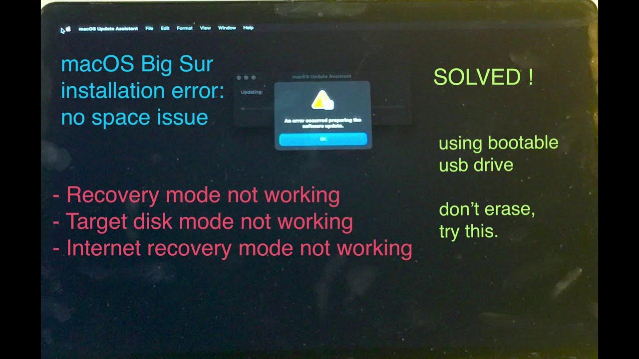 Big Sur Installation problem: "An error occurred preparing the software ...
