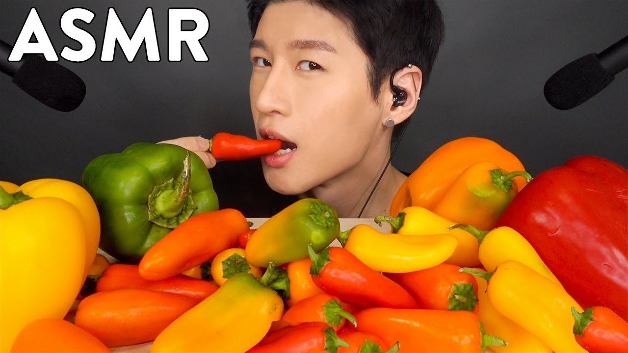 *ASMR* SWEET PEPPER PLATTER (No Talking) CRUNCHY EATING SOUNDS | Zach ...