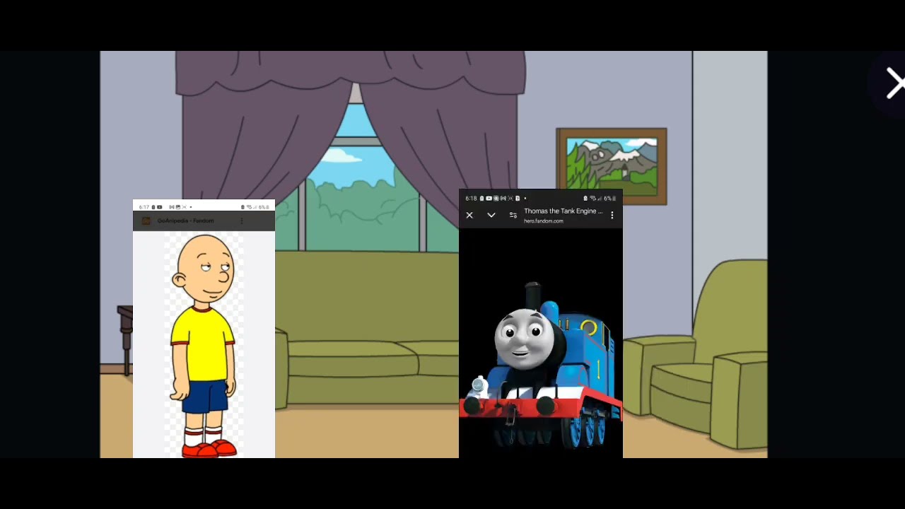 Caillou and Thomas the Tank Engine Play with his new Trains/ungrounded ...