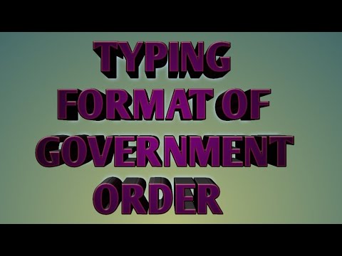 FORMAT OF GOVERNMENT ORDER IN TYPING MECHINE - YouTube
