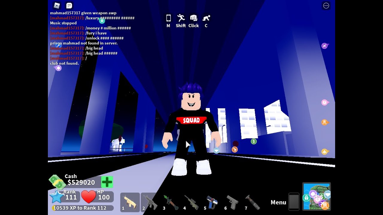 using admin commands in vip server (mad city) - YouTube