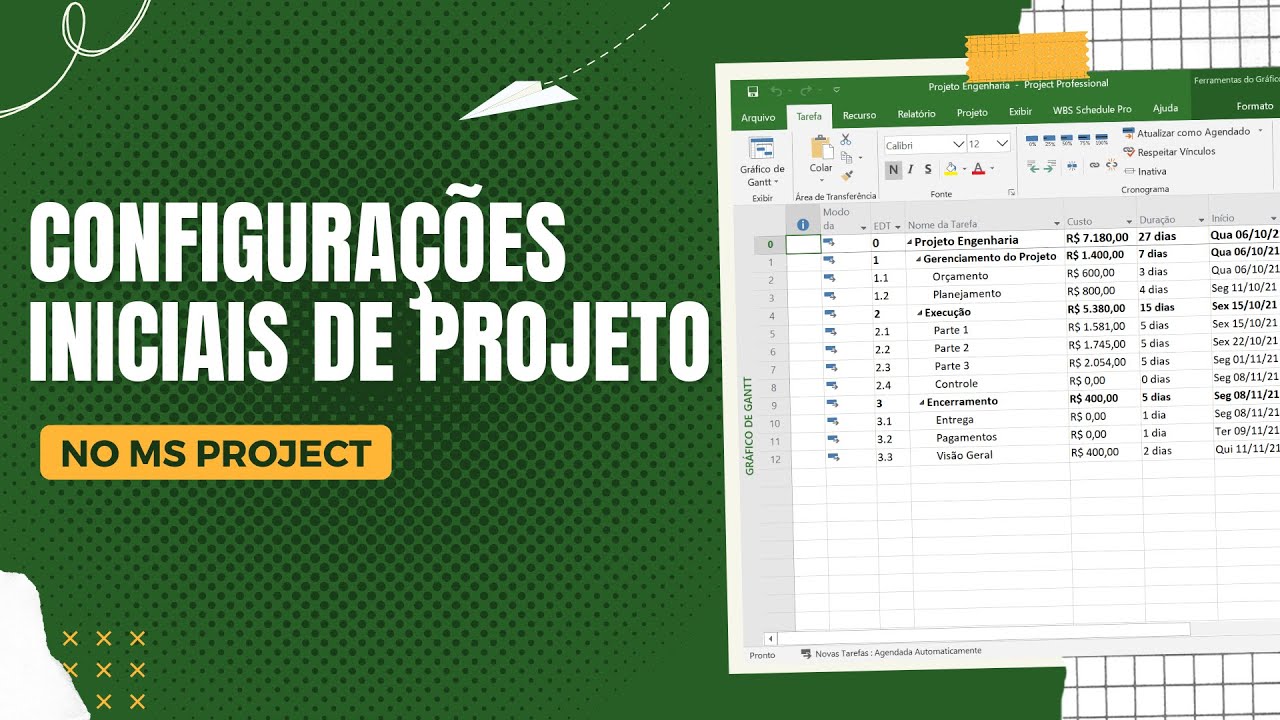Configurações iniciais de projeto no MS Project - YouTube
