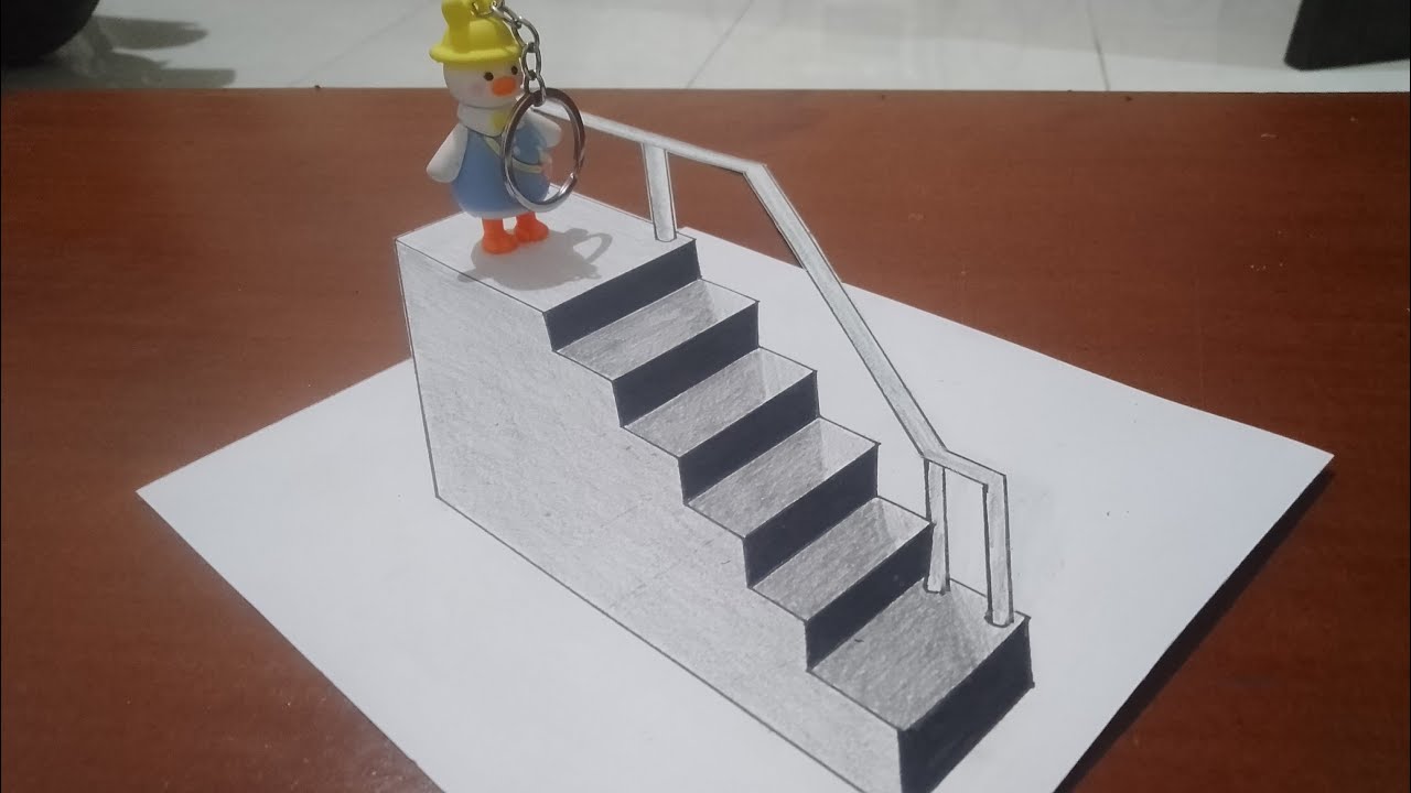 3D drawing stairs on paper step by step - YouTube