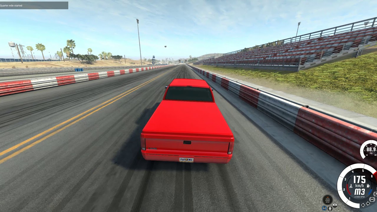 BeamNG drive drag strip 6.690 @ 228 mph - YouTube
