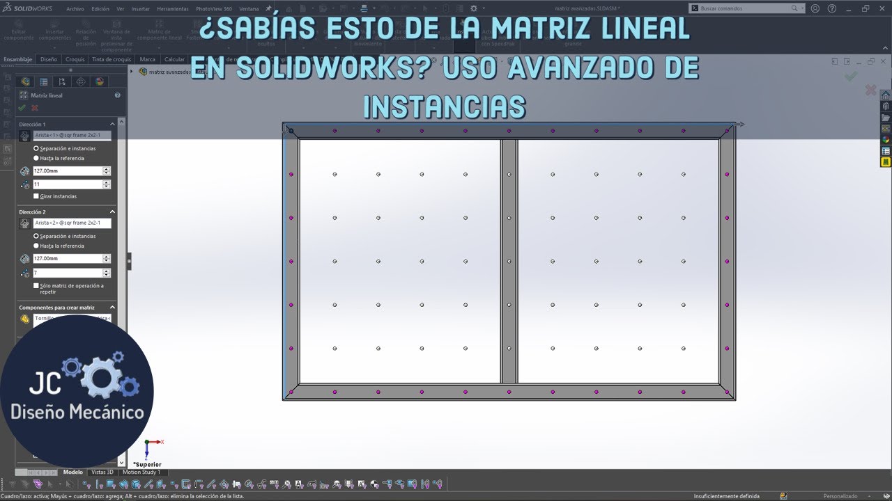 SOLIDWORKS Avanzado: Cómo Dominar la Matriz Lineal con Instancias e ...
