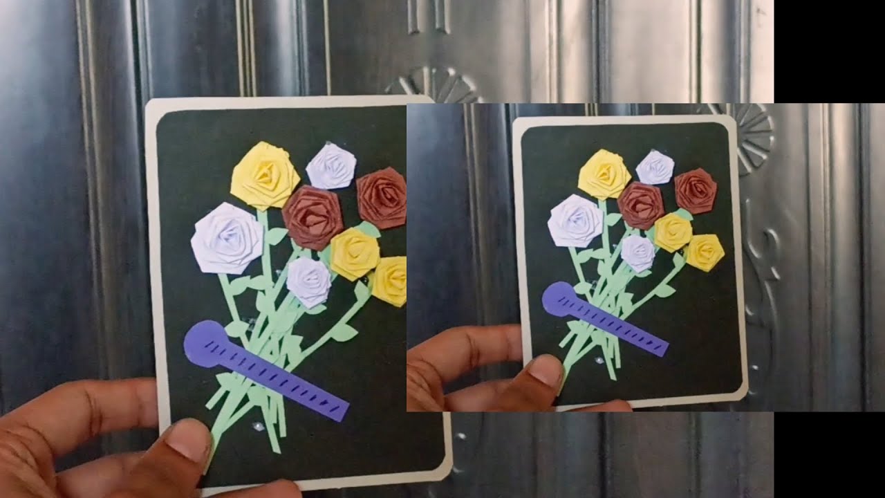 How to make a paper rose card || paper rose - YouTube