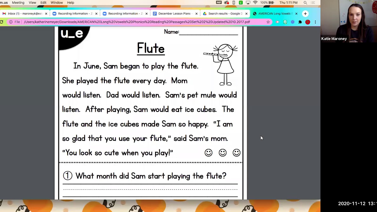 Long U Reading Passage - YouTube