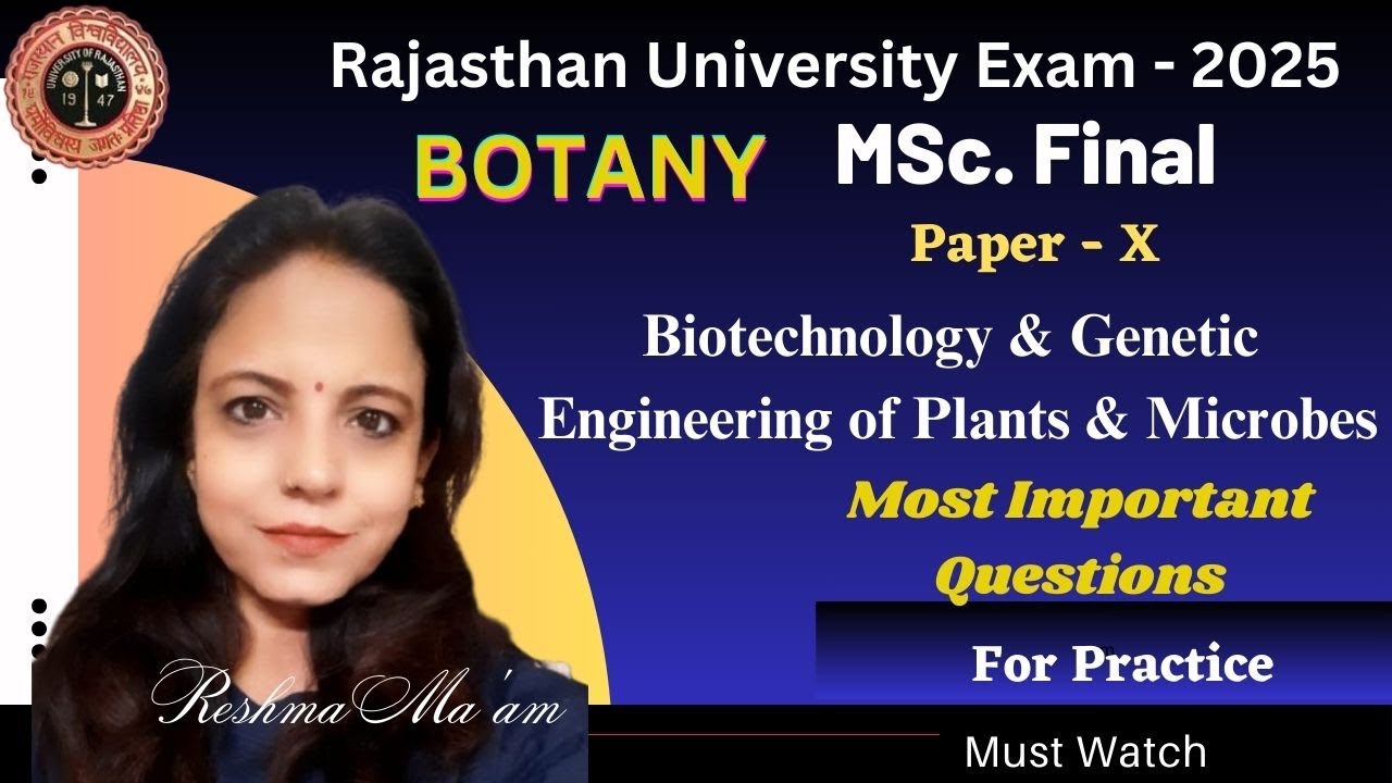 MSc Botany Paper X // MSc Botany Sample Paper // Rajasthan University ...