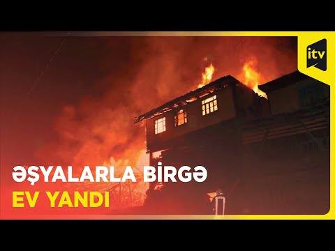Şamaxıda ev yanıb külə döndü