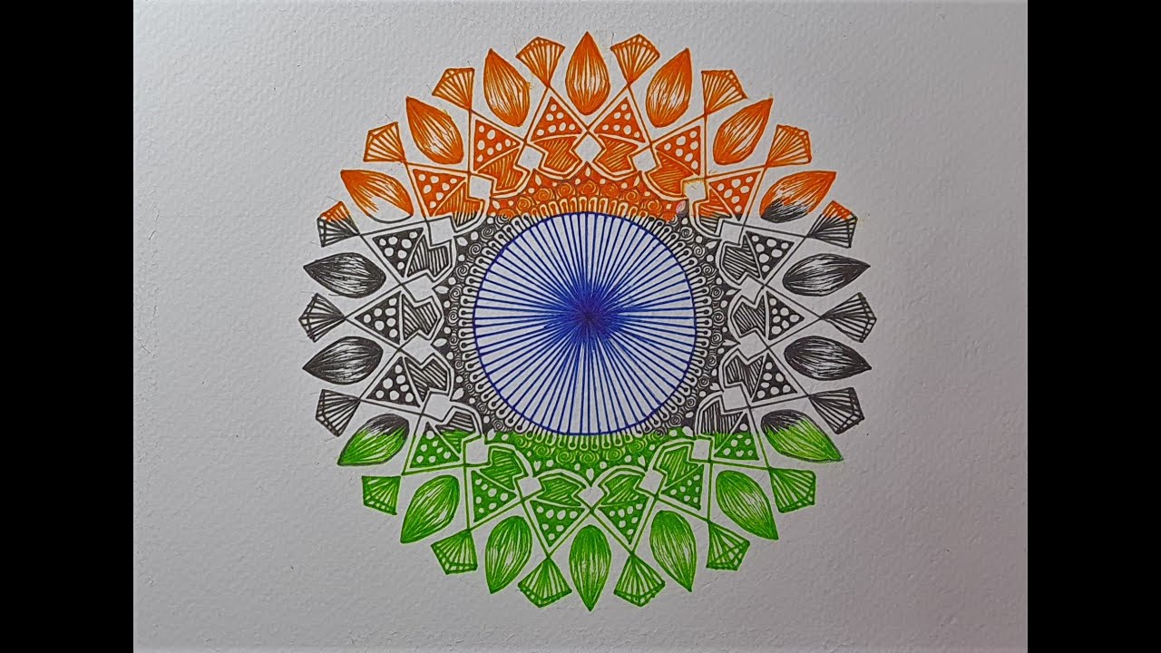 Circular design /tricolor drawing using mandala art/our national flag ...