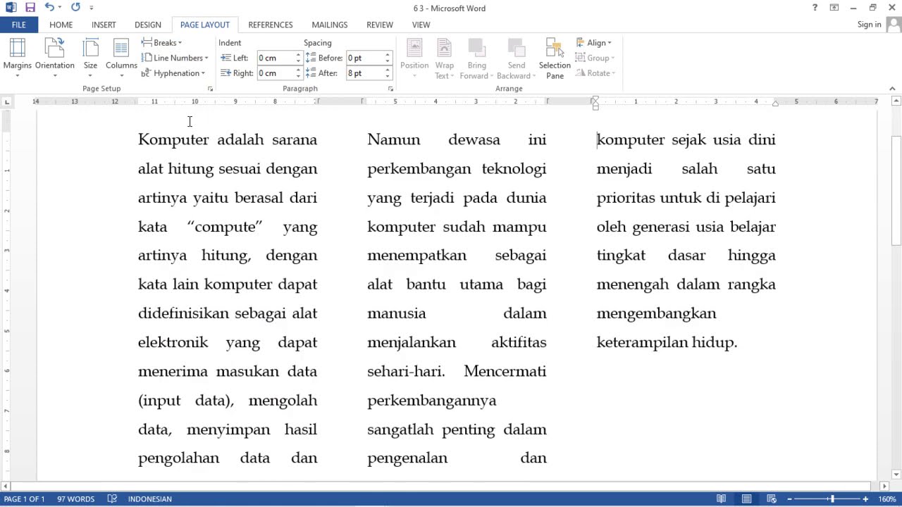 Membuat 3 Kolom di Microsoft Word - YouTube