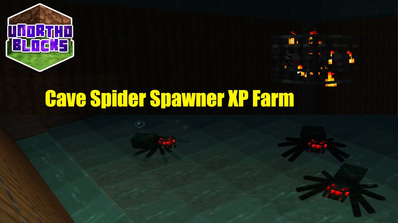 Cave Spider Spawner XP Farm And Laaaagg - UnorthoBlocks Ep 3 - YouTube