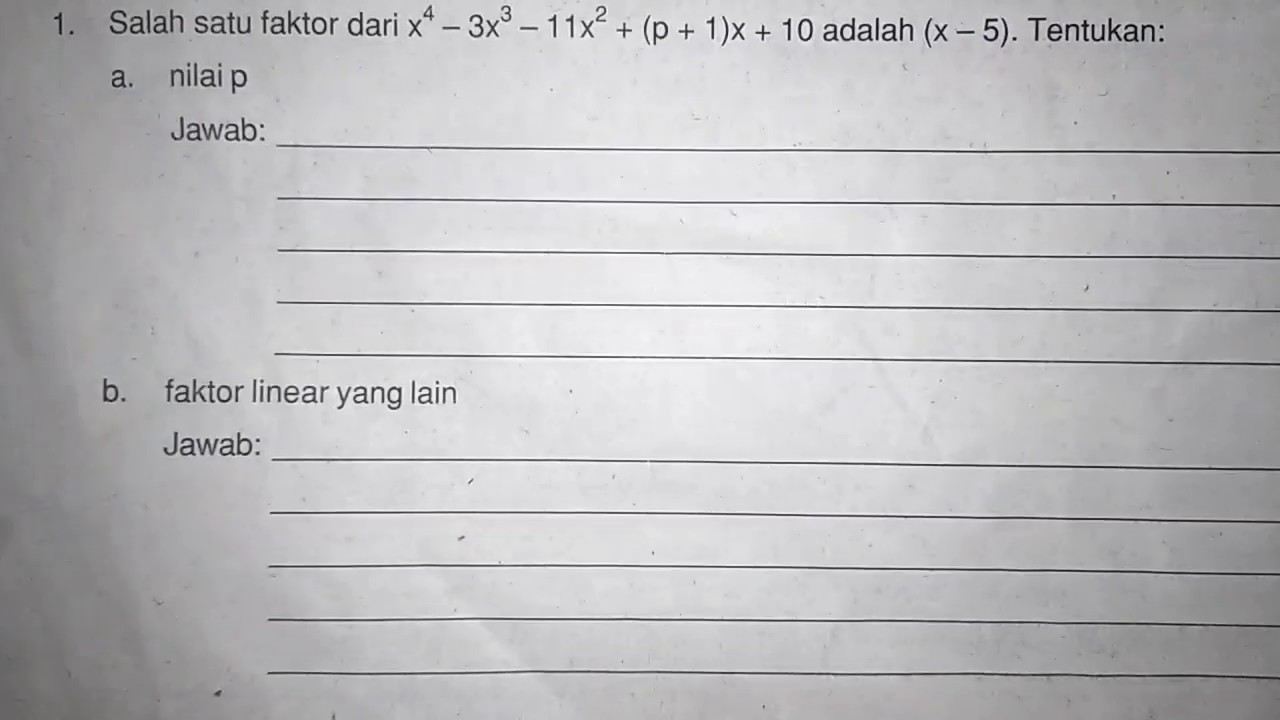 Polinomial Kelas 11 - Mtk Peminatan - Mencari faktor linear yang lain ...