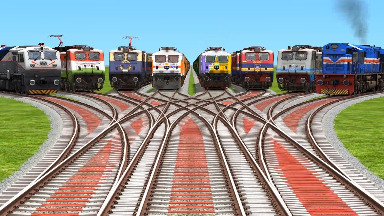 EIGHT TRAINS CROSSING AT BUMPY🎸 RAILROAD TRACKS RISKY RAILROAD TRACKS ...