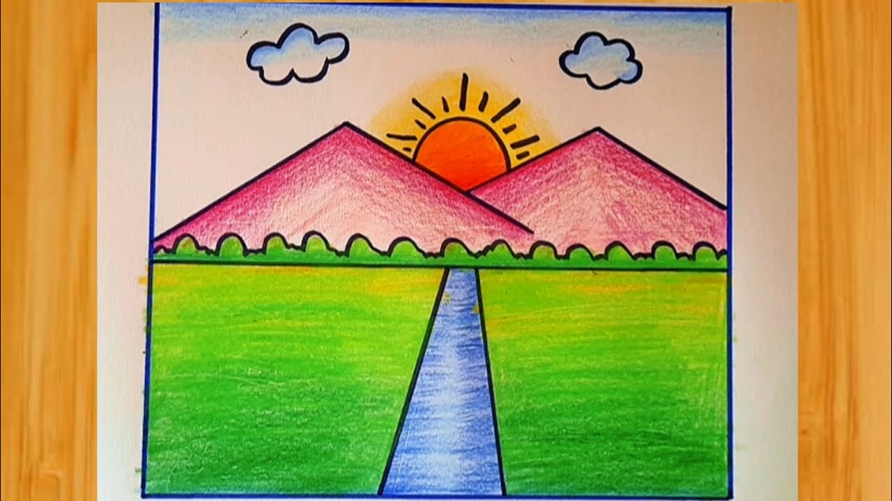 how to draw village morning scenery || 🥰🥰village morning scenery ...