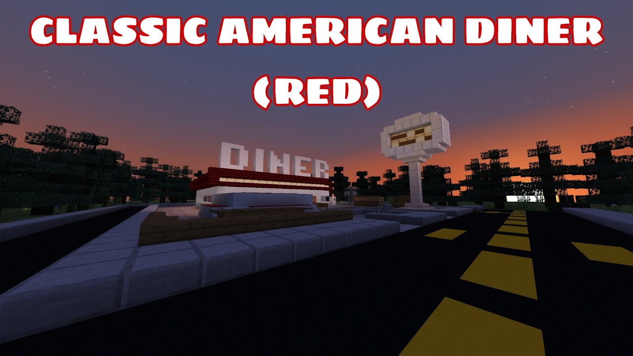 MINECRAFT VANILLA CLASSIC AMERICAN DINER (SIMPLE BUILD) - YouTube
