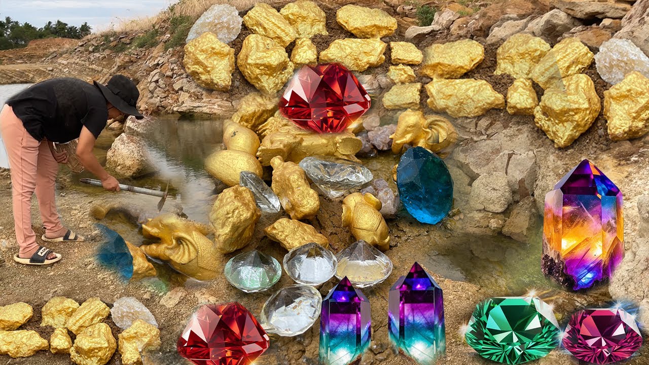 Great finding of Natural Gold, Diamond Amethyst. Diamonds, Quartz ...