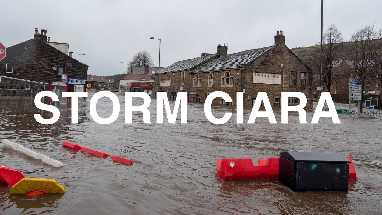 Storm Ciara Floods in Calder Valley, Yorkshire - Storm Ciara 2020 # ...