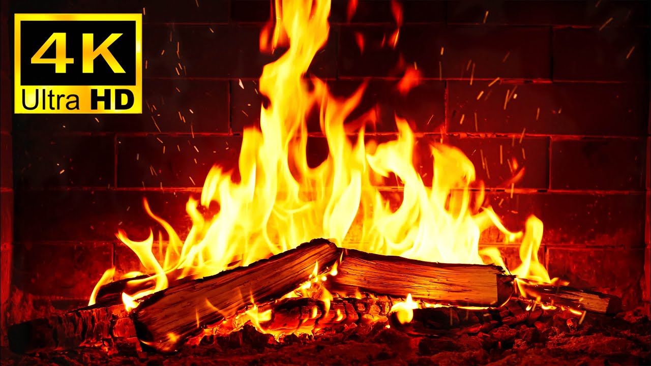 🔥 FIREPLACE Ultra HD 4K – Cozy Golden Flames with Crackling Fire Sounds ...