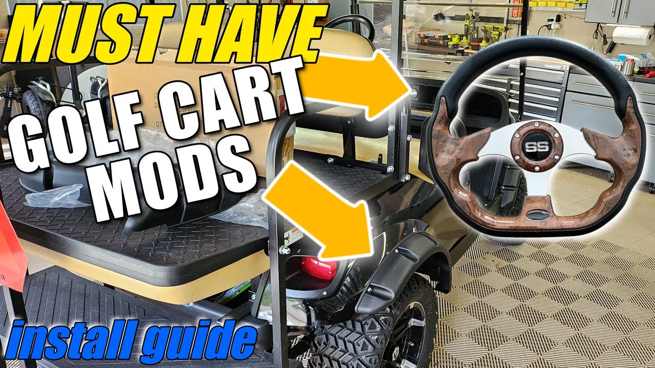 2 MUST HAVE Golf Cart MODS | Fender Flares | Custom Steering Wheel ...