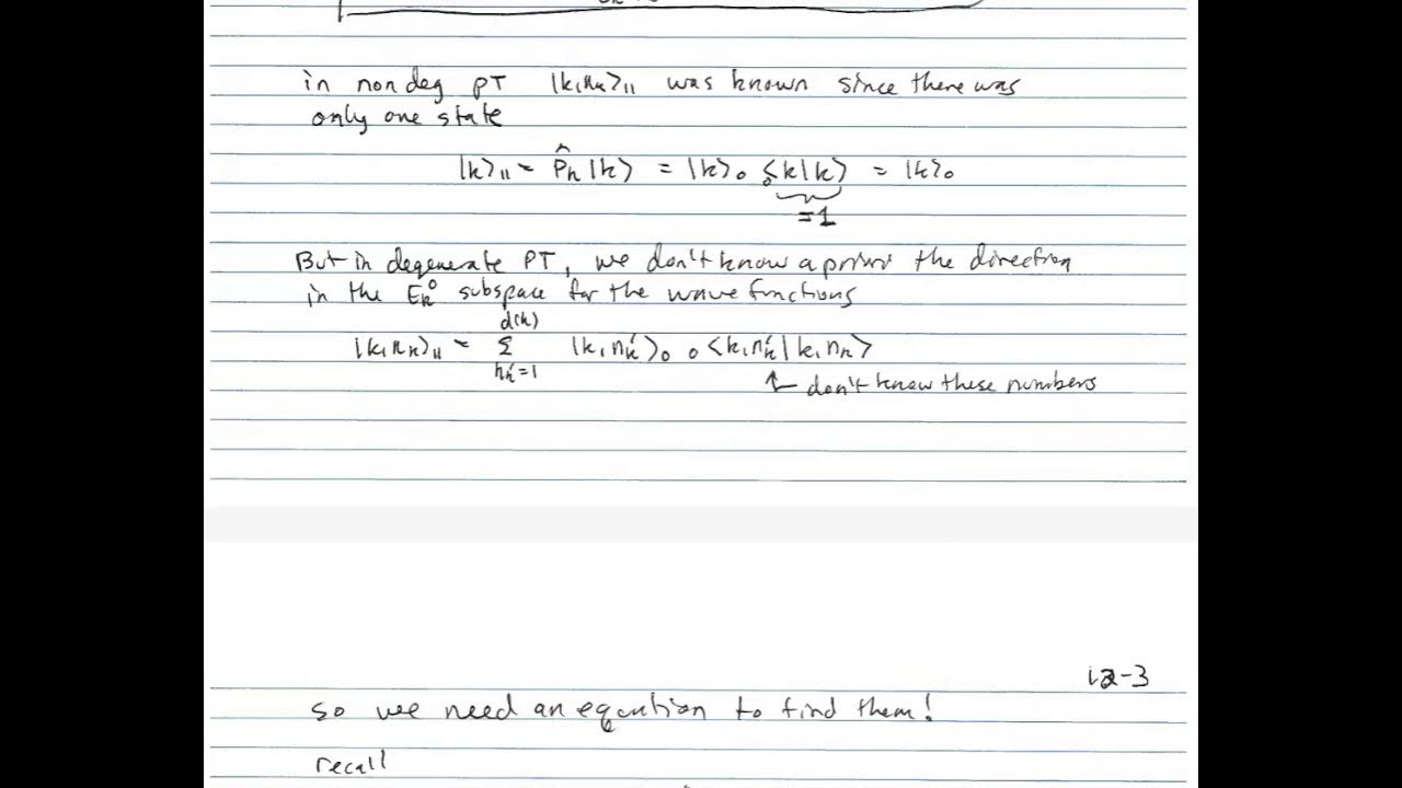 Lecture16 Degenerate Perturbation Theory - YouTube