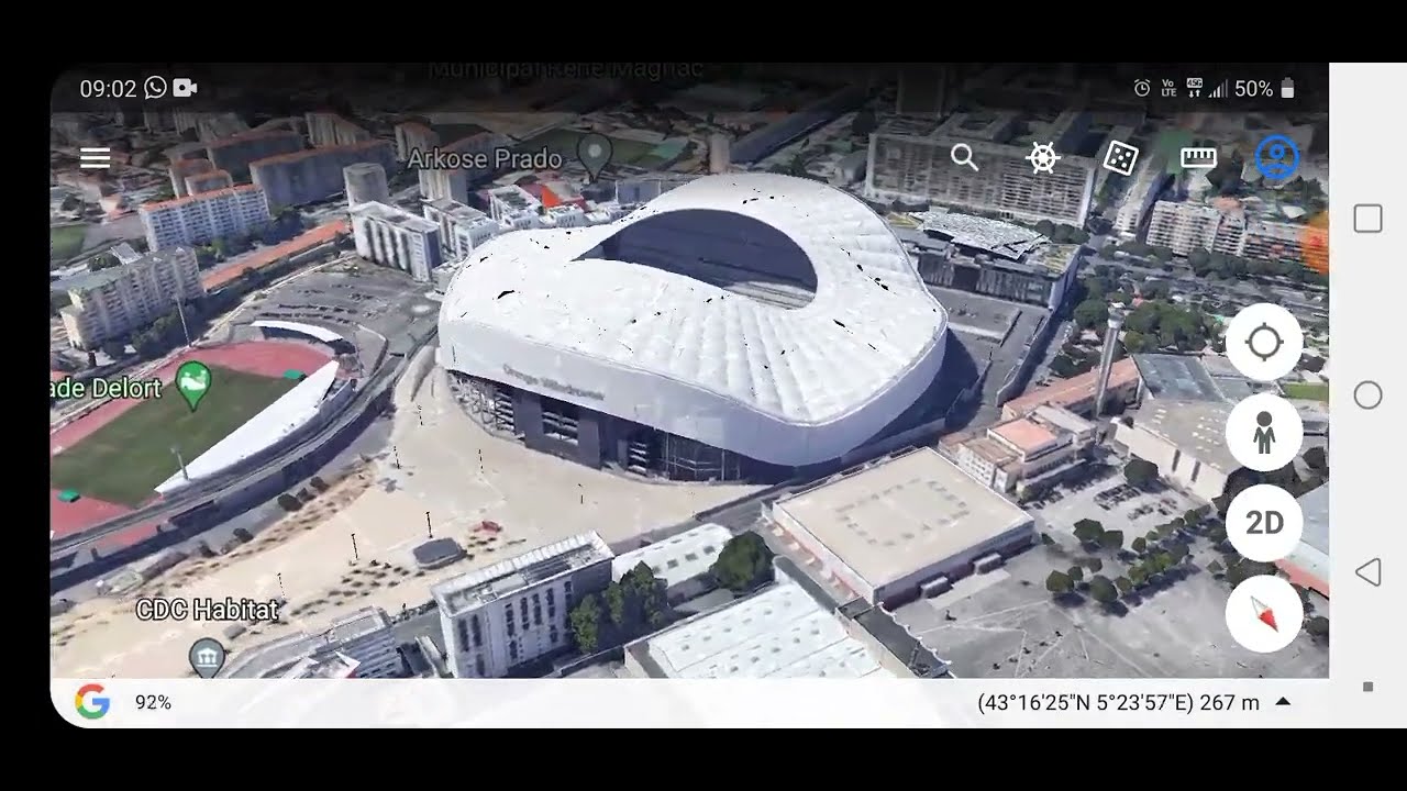 Marsilya FC Stadium / City of Marsilya / France / Google Earth 3D maps ...