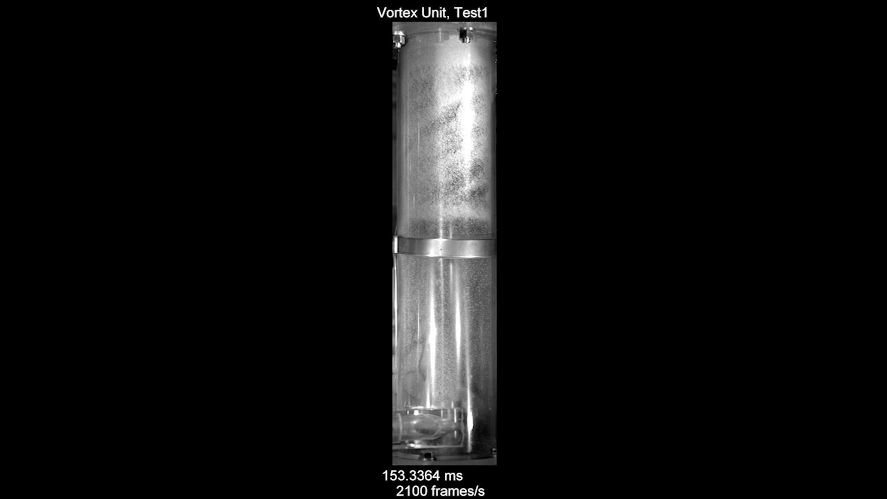 High speed video of Vortex Reactor Unit, cold flow, 2100 frames/sec ...