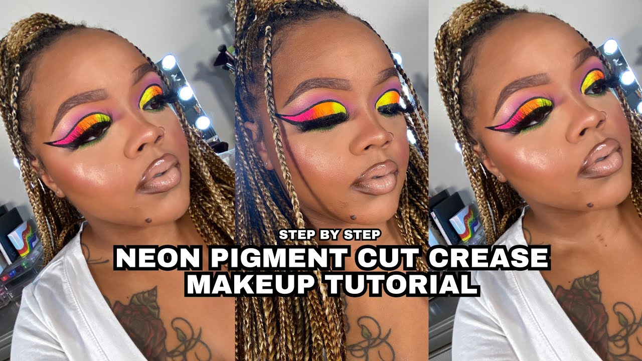 Neon Pigment Cut Crease Makeup Tutorial | Step-By-Step - YouTube