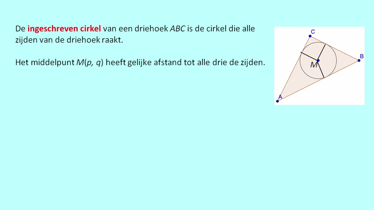 De ingeschreven cirkel berekenen met vergelijkingen - YouTube
