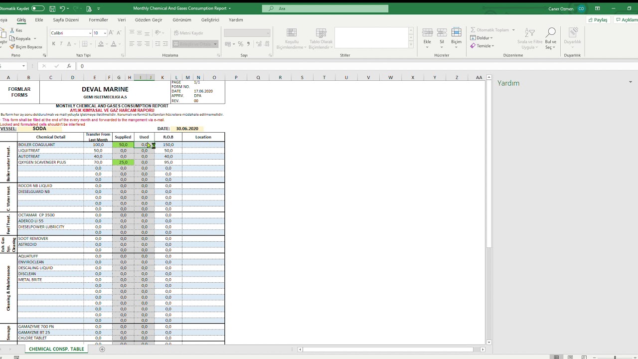 Monthly Chemical And Gases Consumption Report Excel 2020 06 26 16 56 34 ...