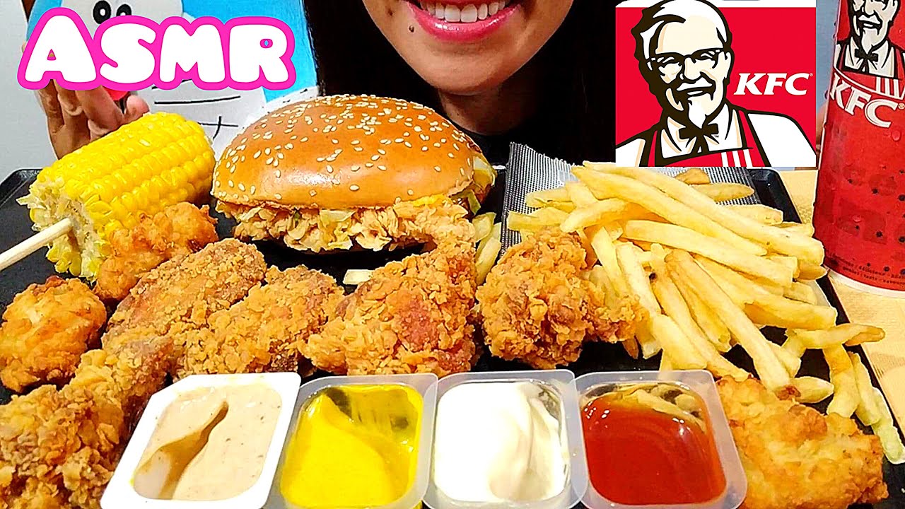 ASMR KFC Box Meal All Star Mukbang Eating Sounds - YouTube