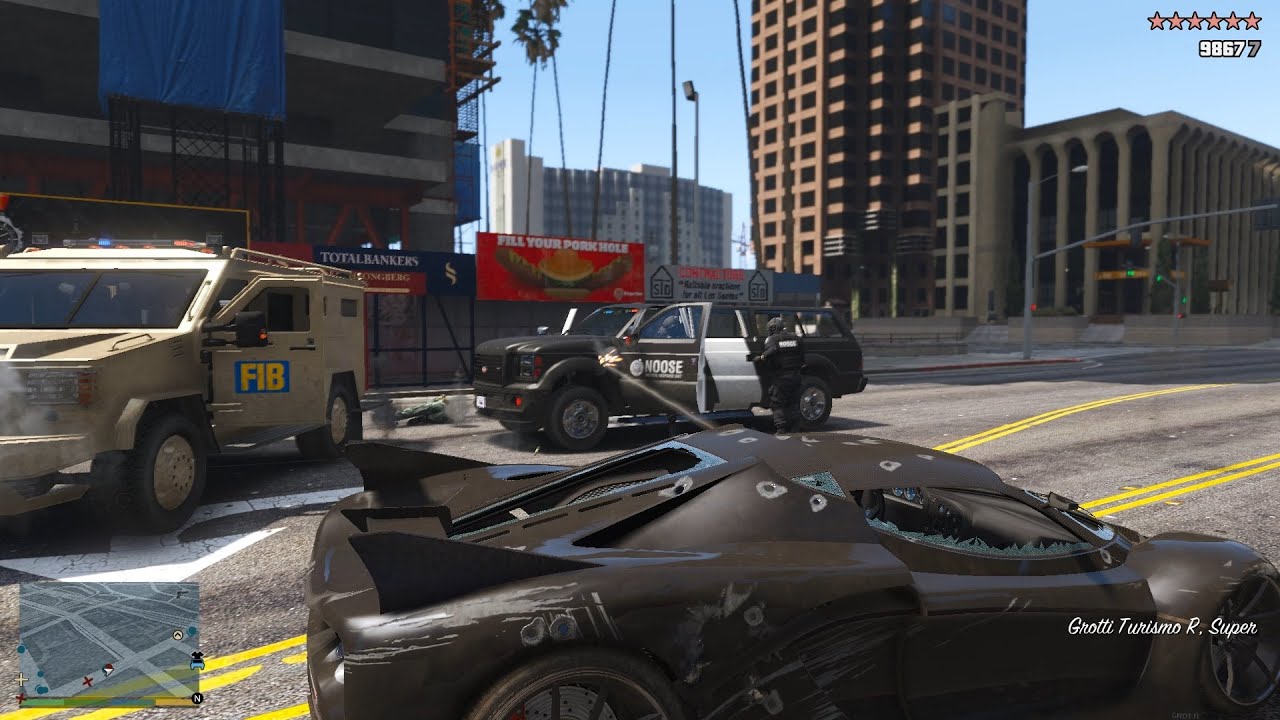 GTA V 10 Stars Wanted Level Police Shootout + Escape(RDE 4.0.1 ...