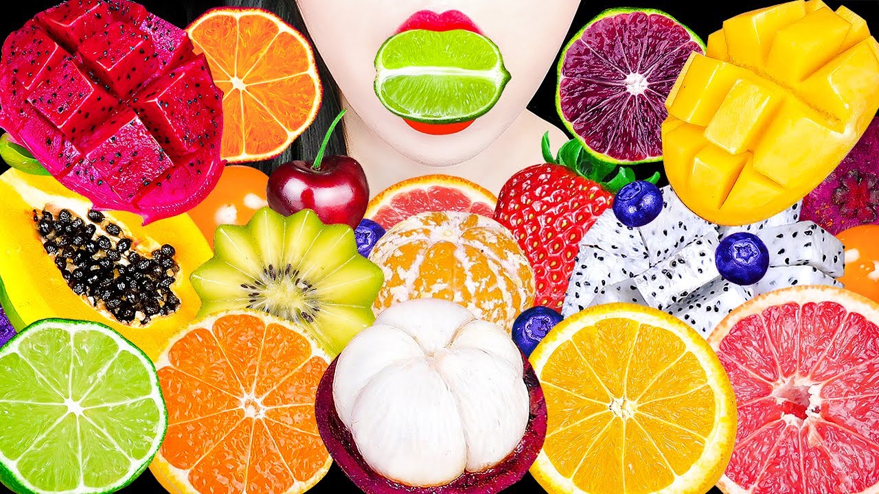 ASMR EXOTIC FRUITS SOUR LEMON 다양 과일 먹방 MANGOSTEEN STRAWBERRY CHERRY ...