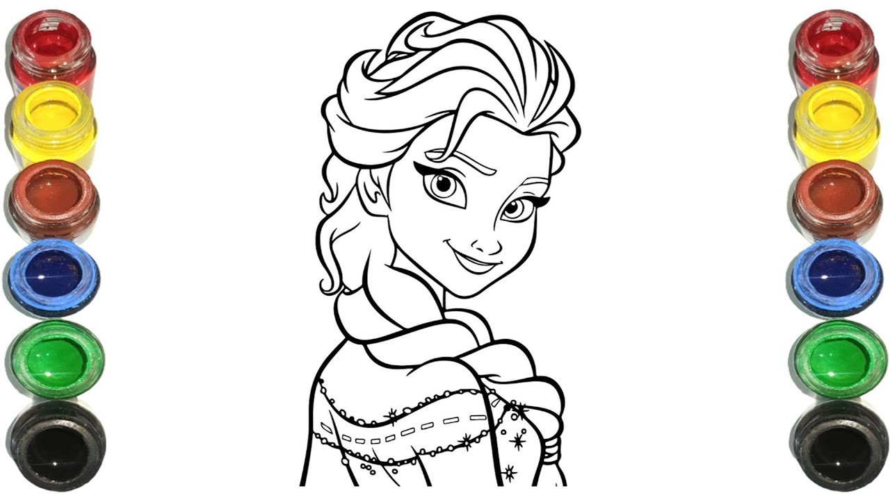 Cute Elsa Frozen From Disney Frozen, Drawing & Coloring for kids ...