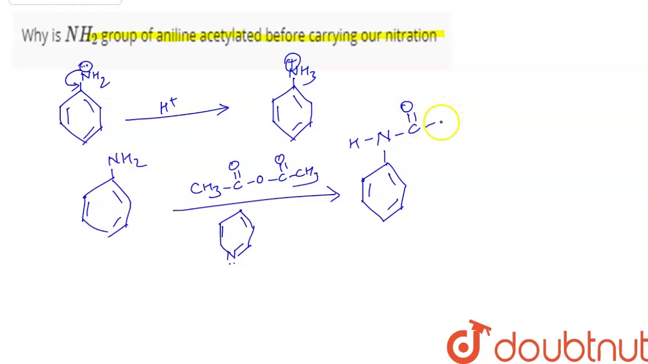 Why is `NH_(2)` group of aniline acetylated before carrying our ...