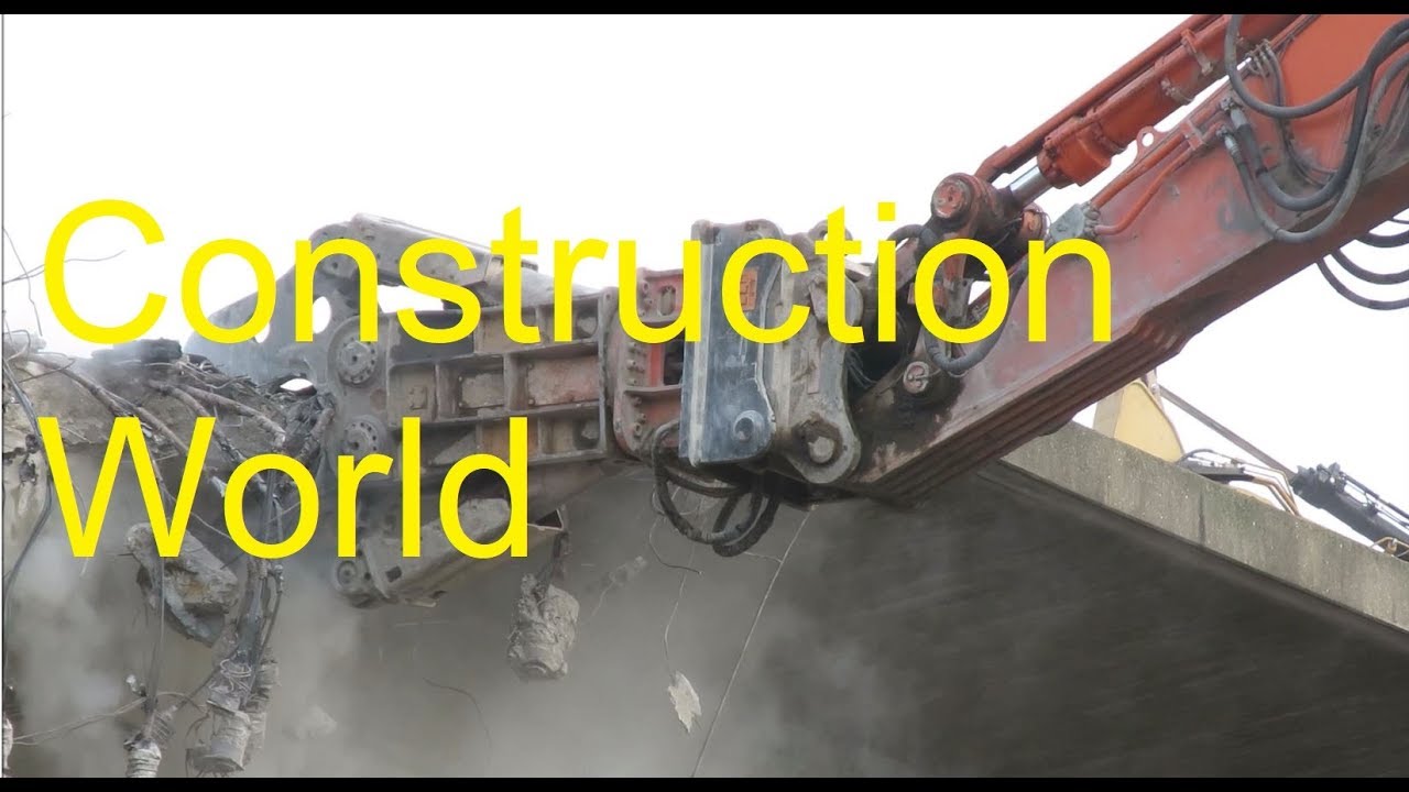 Excavator Hitachi 870 LCH Demolition highway bridge - YouTube