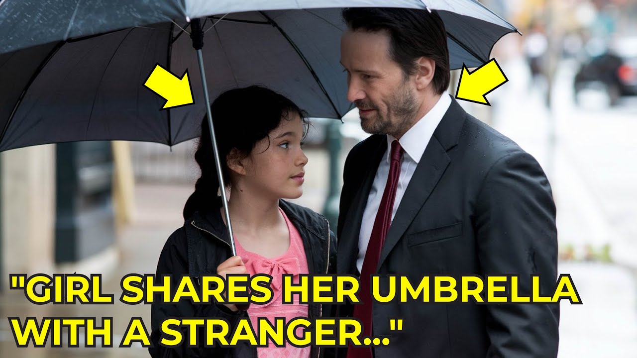 “A struggling girl shares her umbrella with a stranger — never knowing ...