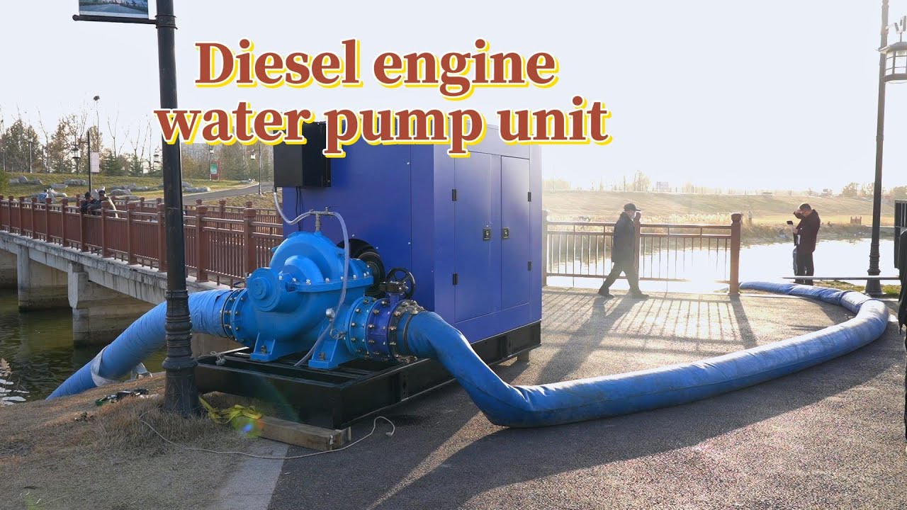 Diesel engine water pump unit pumping and drainage test, flow rate ...