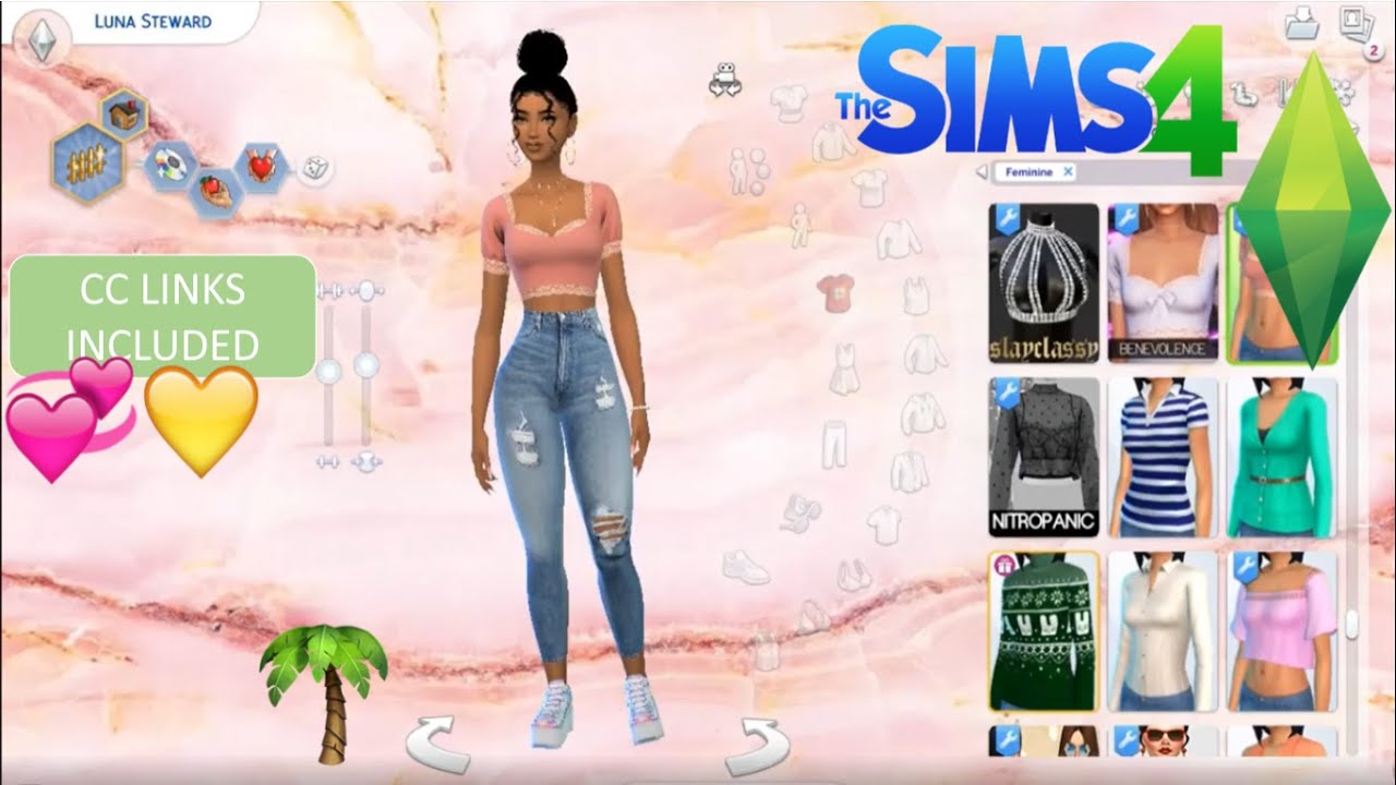 The Sims 4 CAS *LUNA💜 cc +included - YouTube
