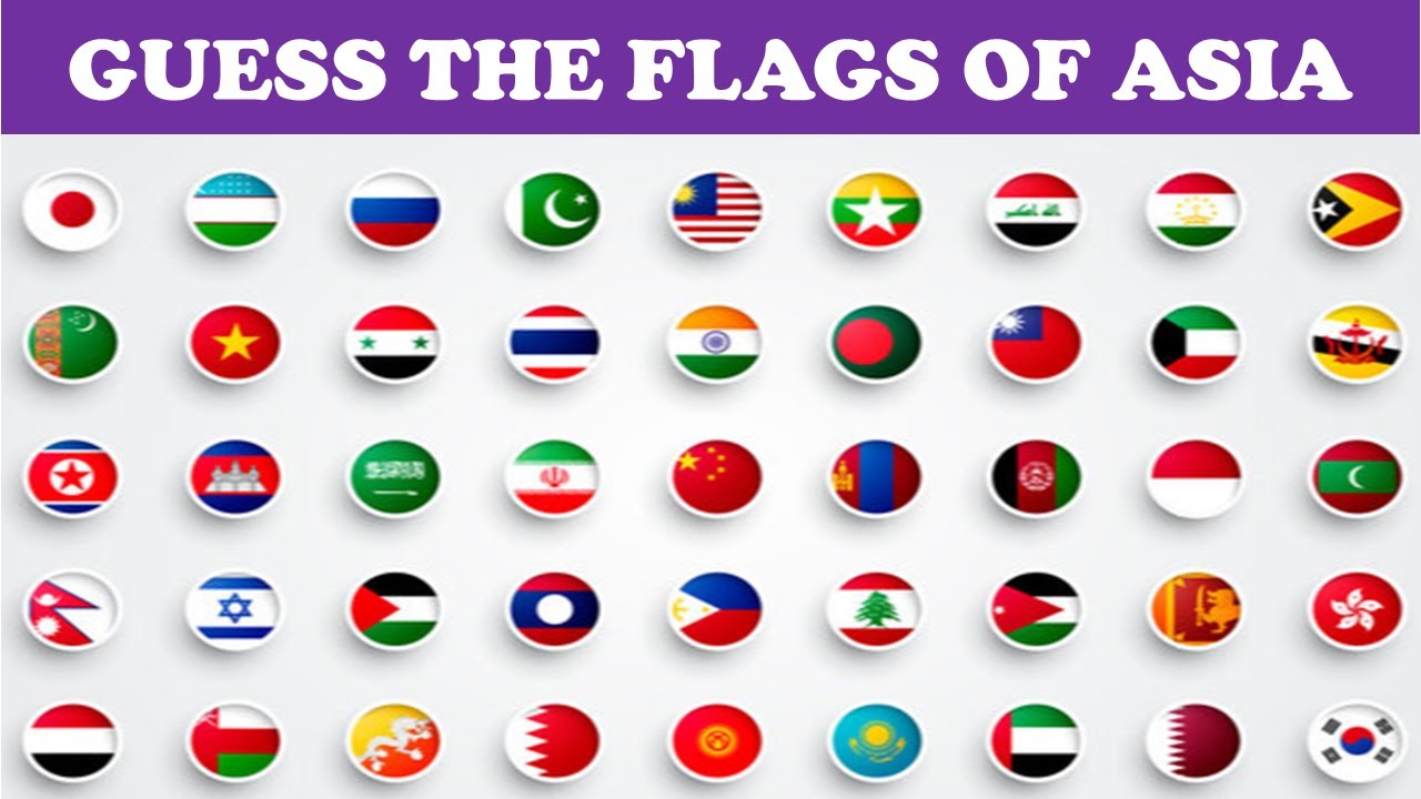 Guess The Country in ASIA by Flag! FLAG QUIZ - YouTube