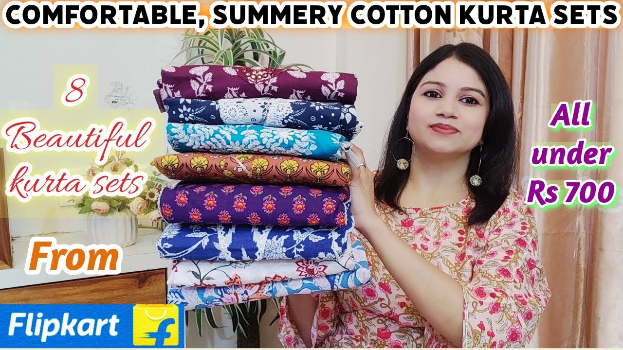 Flipkart kurta set Haul 💙 comfortable Summery pure cotton & Rayon kurta ...