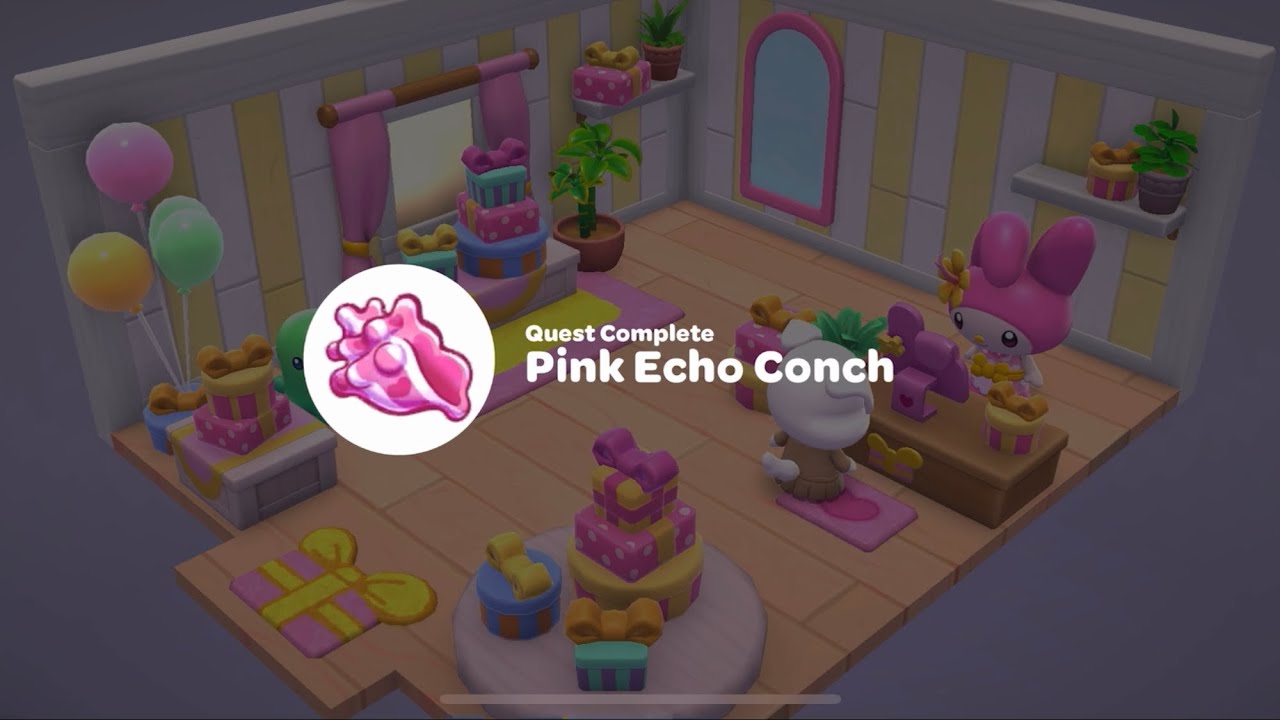 hello kitty island adventure: finding pink echo conch for my melody! - YouTube
