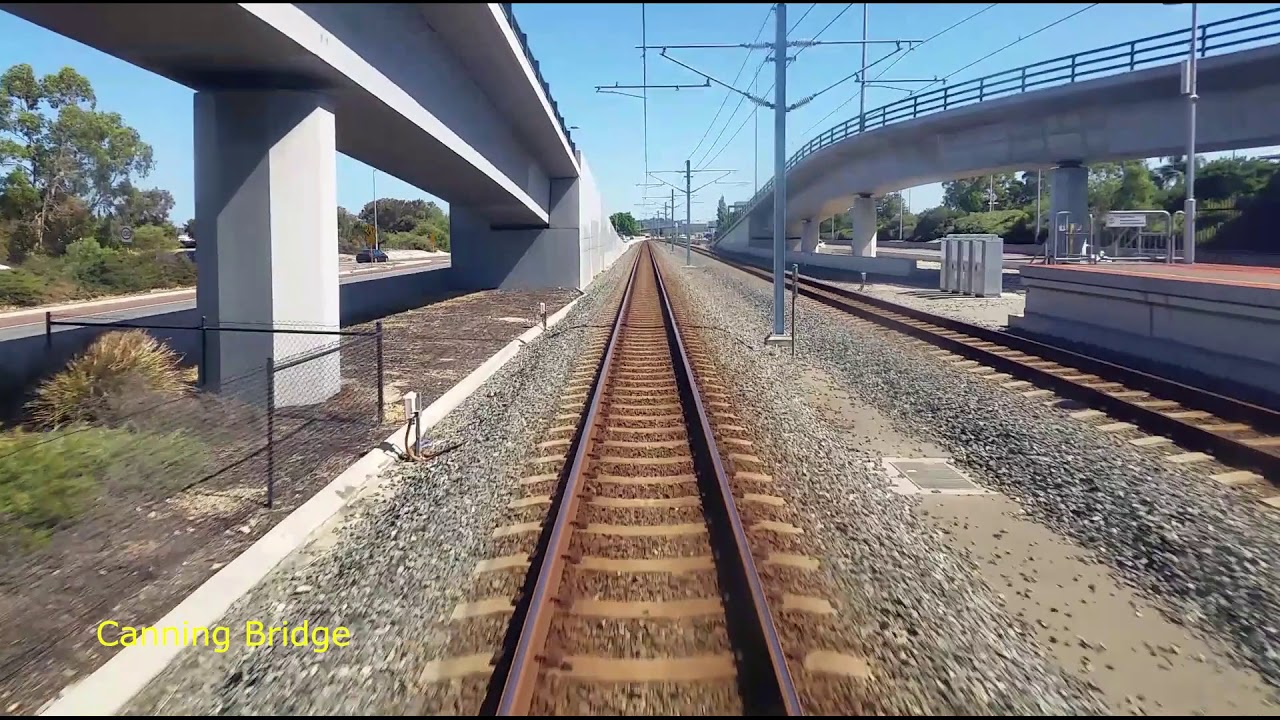Transperth drivers view - express train on the Mandurah line to Perth ...