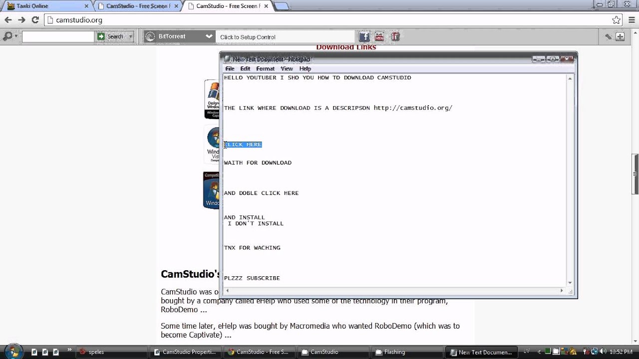 how to download CamStudio youtube video filming program - YouTube