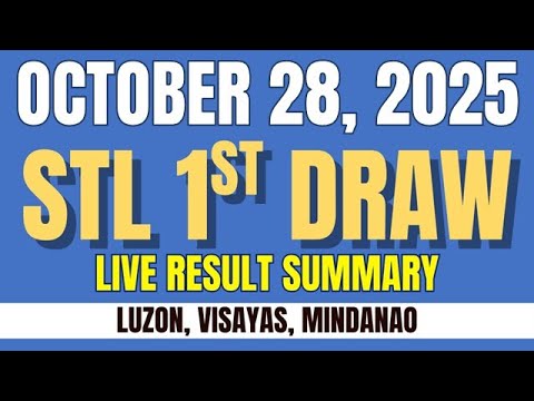 LIVE STL RESULT TODAY 10:30AM OCTOBER 28 2025 | 1ST DRAW | STL LUZON ...